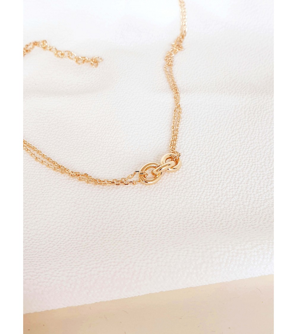 Collier chaîne double maille forçat avec maillons ovales entrelacés, en ...
